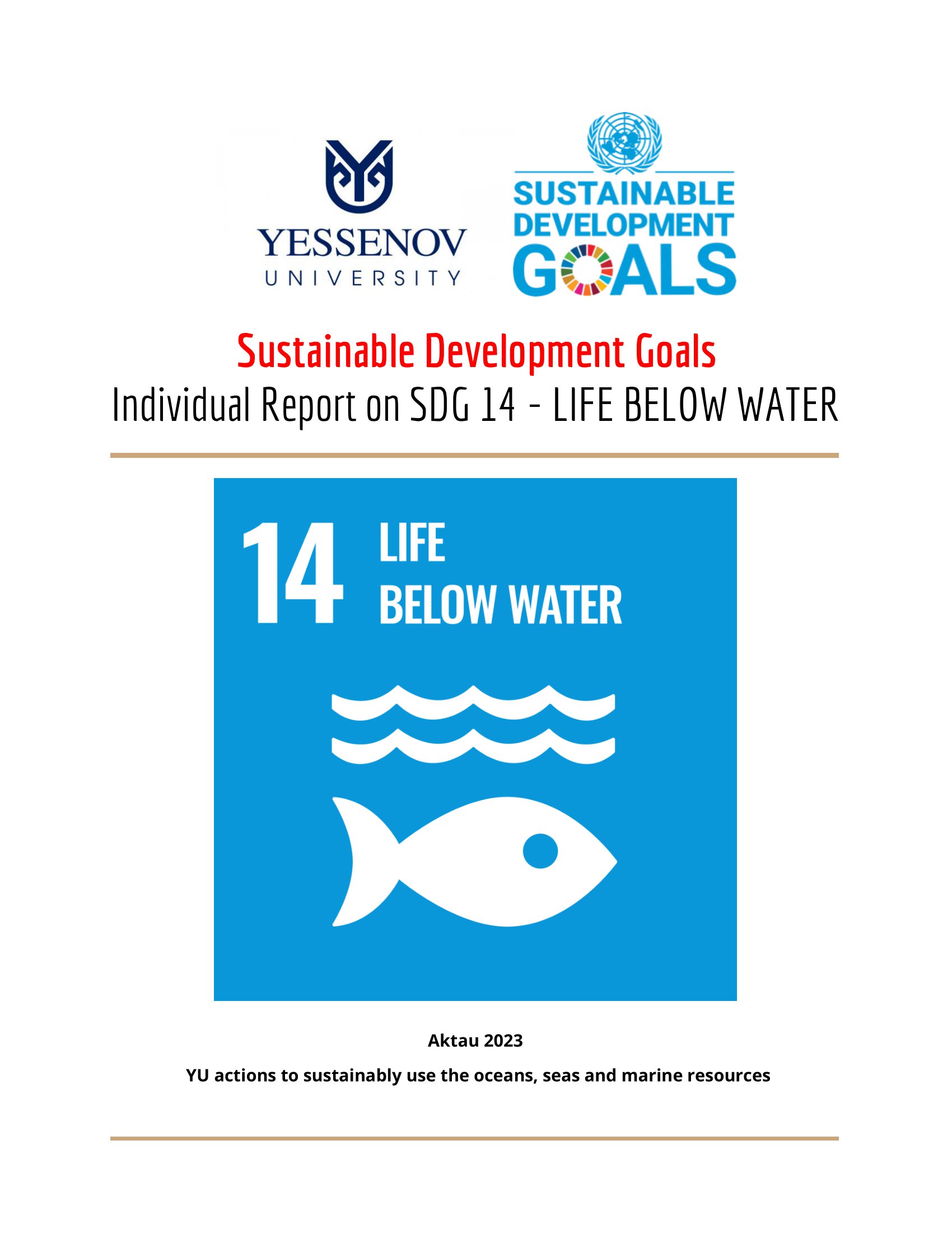 SDG 14 LIFE BELOW WATER – Yessenov University
